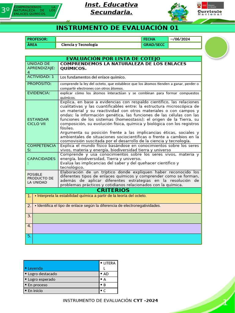 A-3º LC Act 1 - Cyt-Und 4 - Sem 1 | PDF