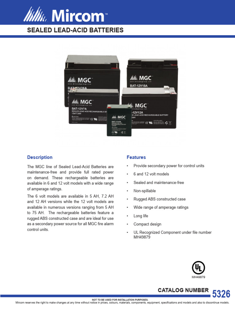 BAT-Series Batteries | PDF