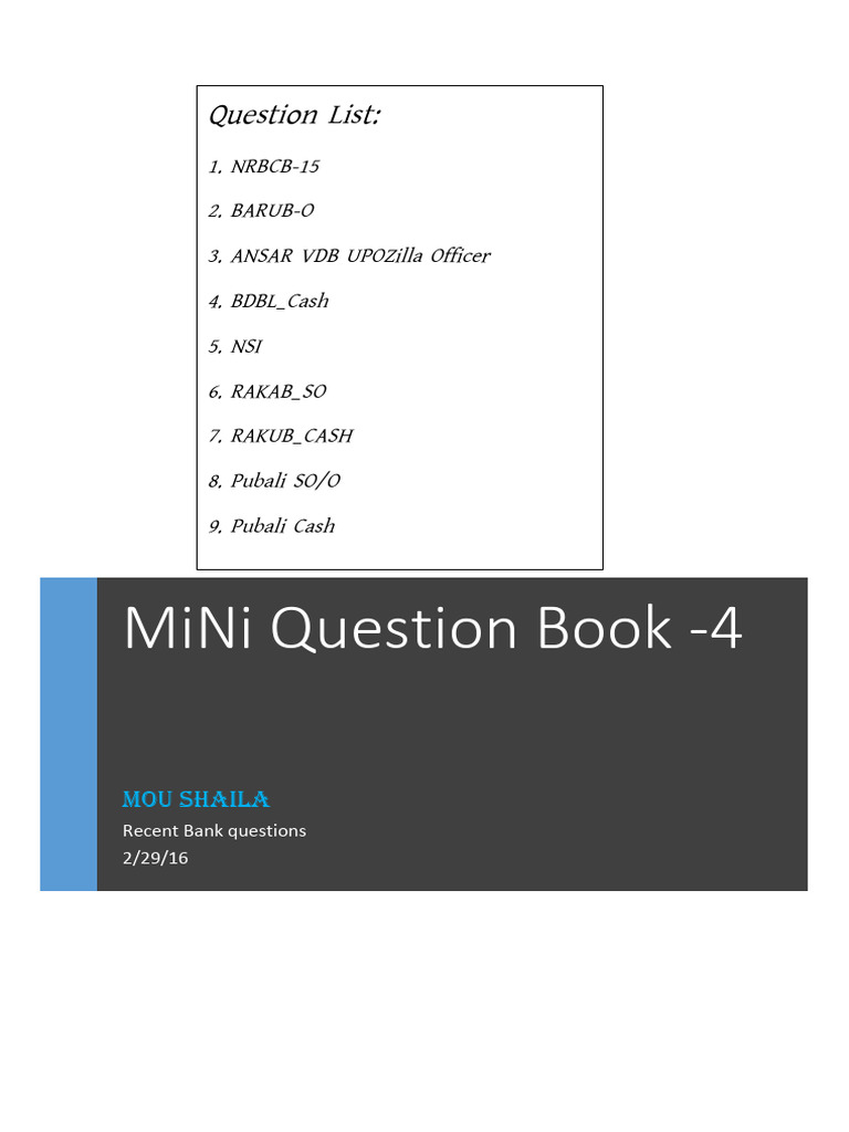 Mini Question Book 4 | PDF