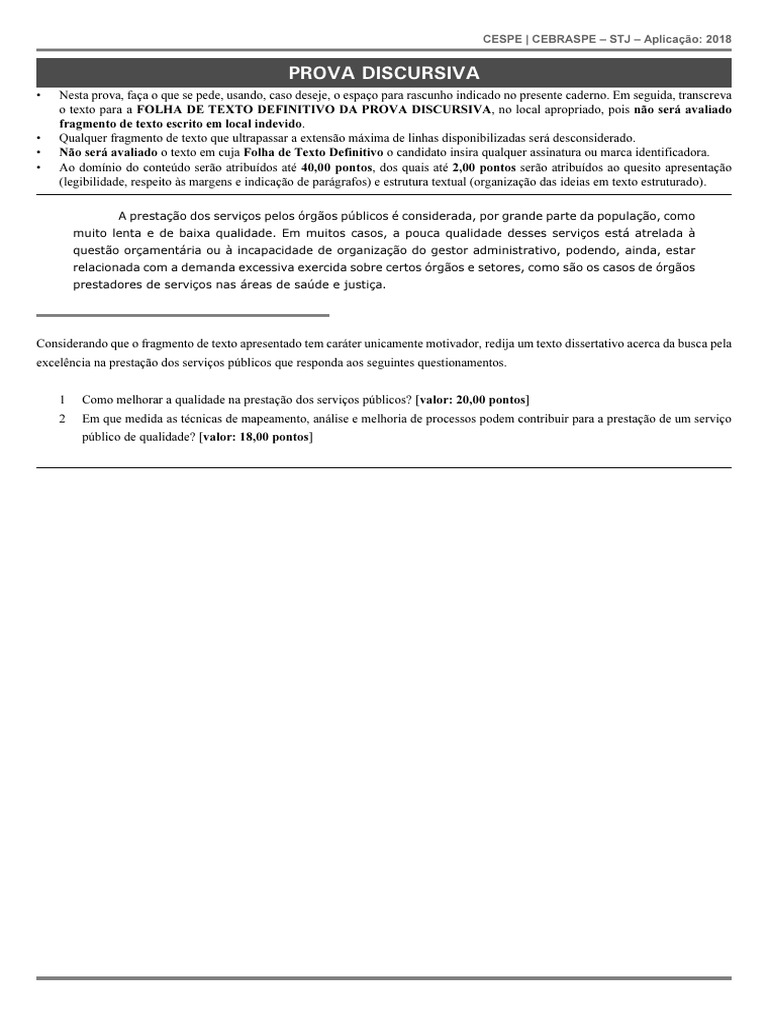 STJ Prova Discursiva Cargo 1 | PDF