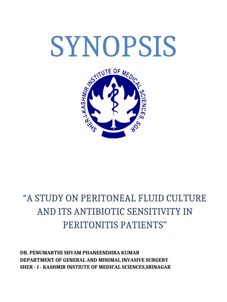 Study On Peritoneal Fluid and Its Culture and Its Senstivity in ...