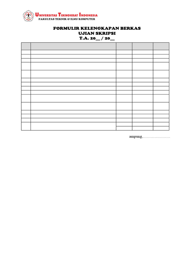 Form Kelengkapan Berkas Ujian Skripsi | PDF