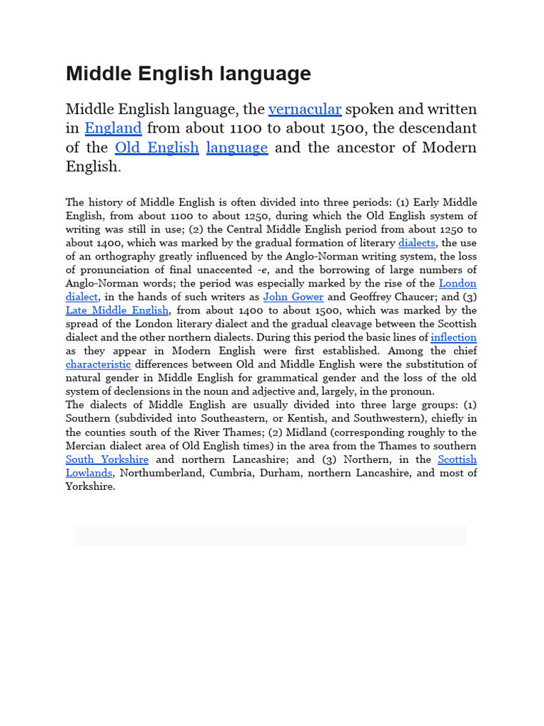 Middle English Language | PDF