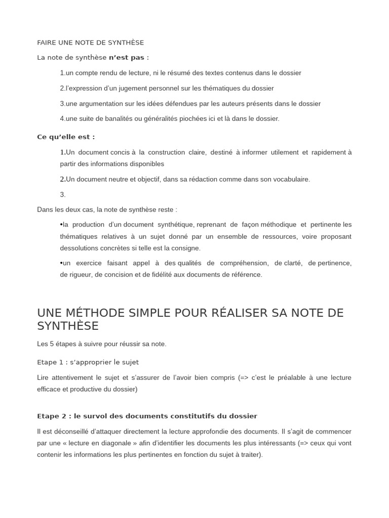 Comment Rédiger Une Note de Synthèse | PDF