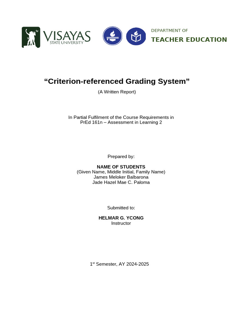 "Criterion-Referenced Grading System": Teacher Education | PDF