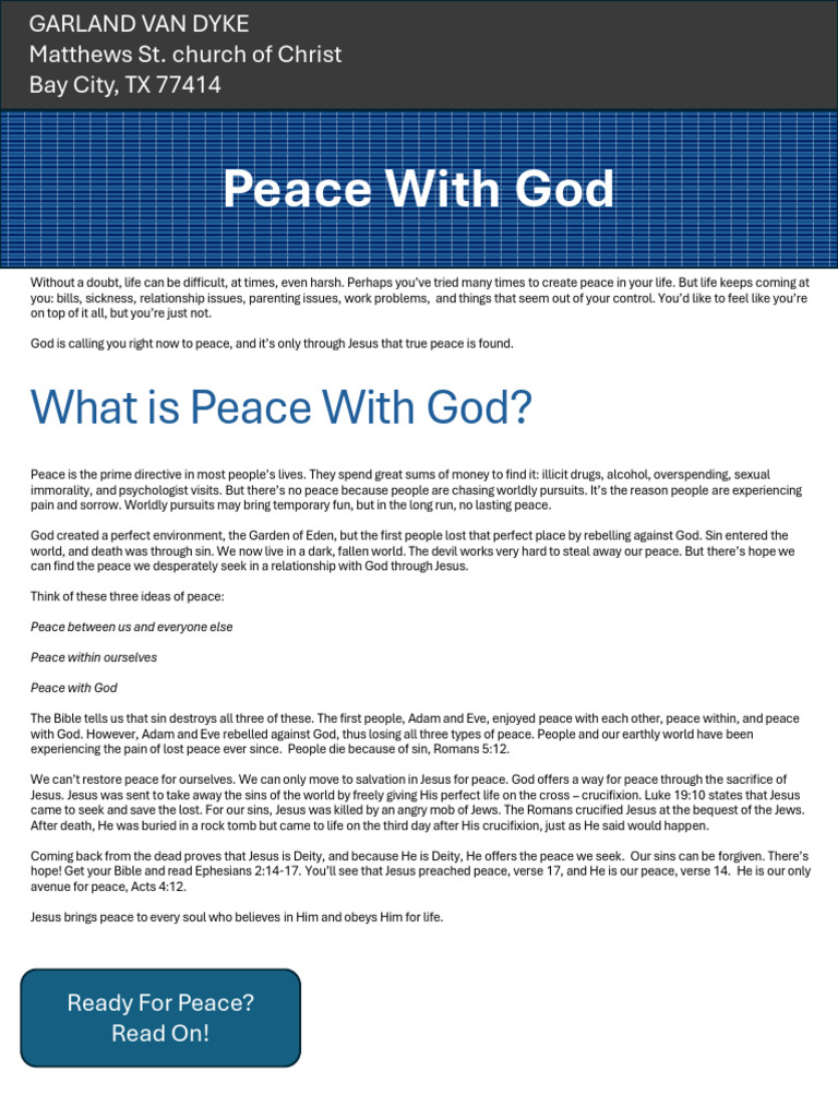 How To Have Peace With God | PDF | Jesus | Resurrection Of Jesus