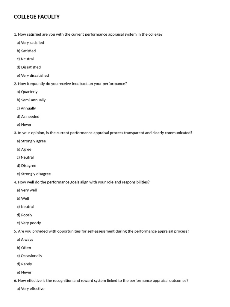 Faculty Questionnaire | PDF