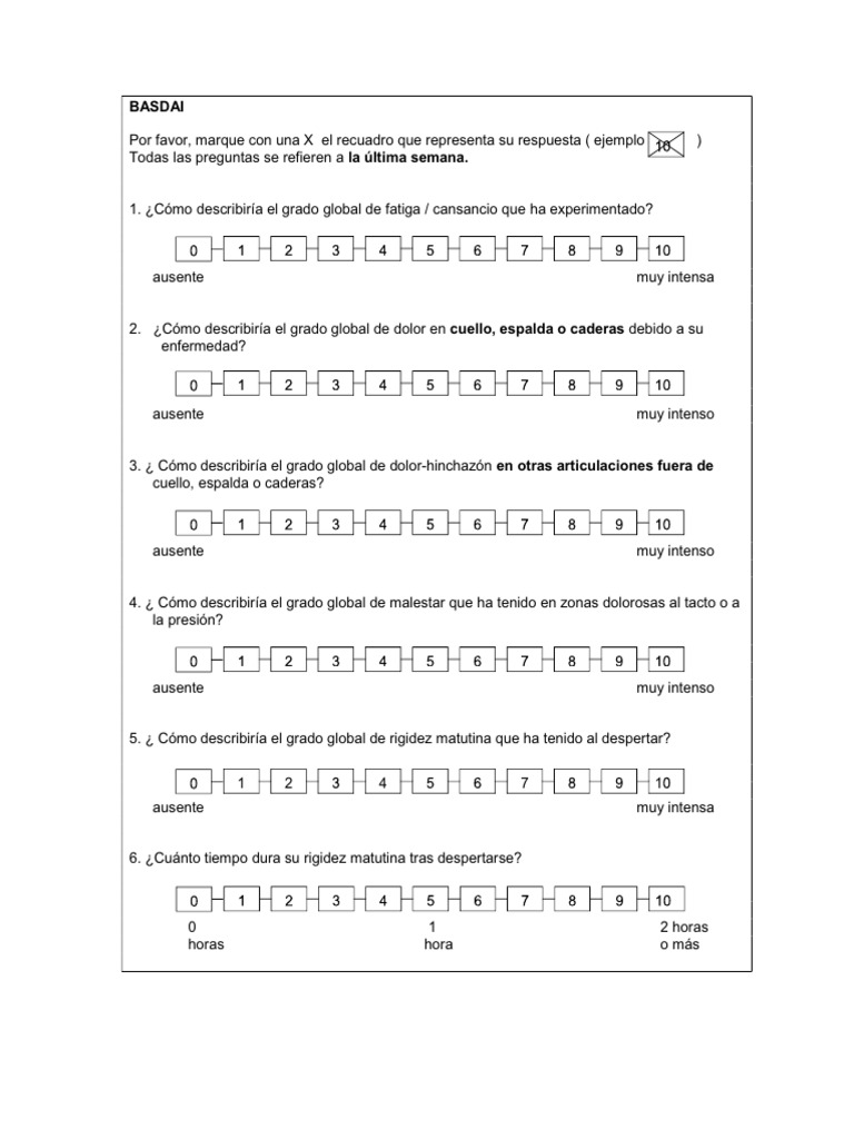Basdai Cuestionario | PDF