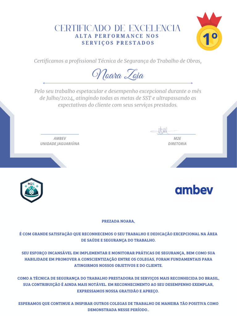 Certificado de Alta Performance | PDF