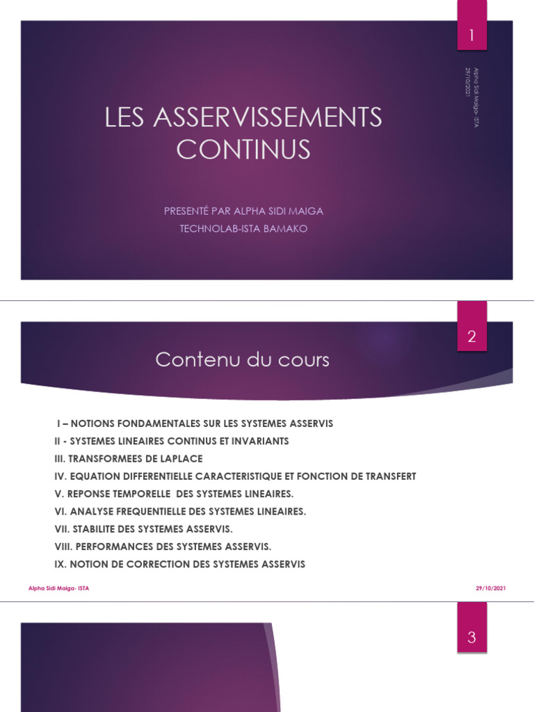 Asservissements Continus | PDF