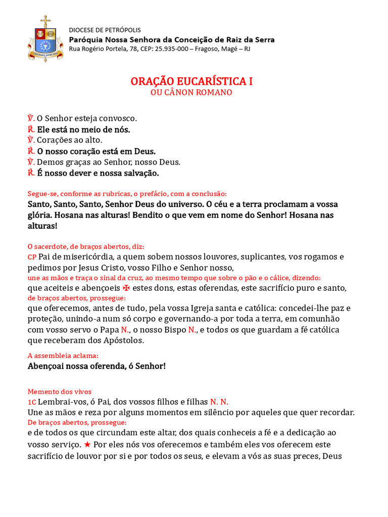 NOVO MISSAL ORAÇÃO EUCARISTICA | PDF