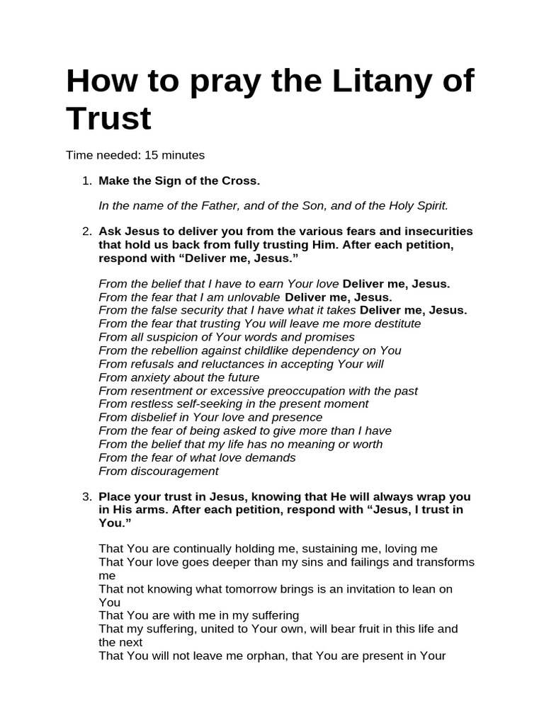 How To Pray The Litany Of Trust
