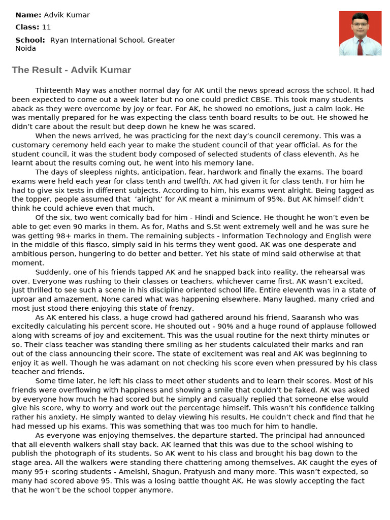 The Result - Advik Kumar | PDF