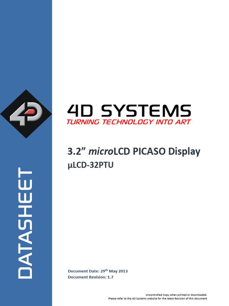 uLCD 32PTU Datasheet REV1.7 | PDF