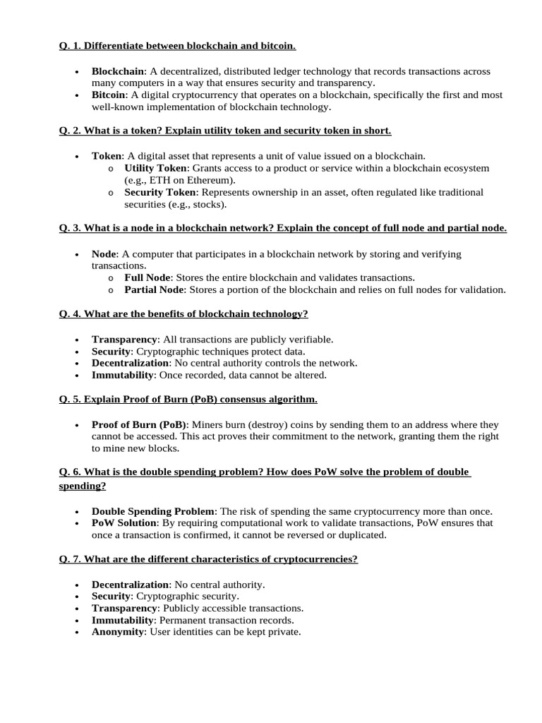 Blockchain QB IA-1 | PDF