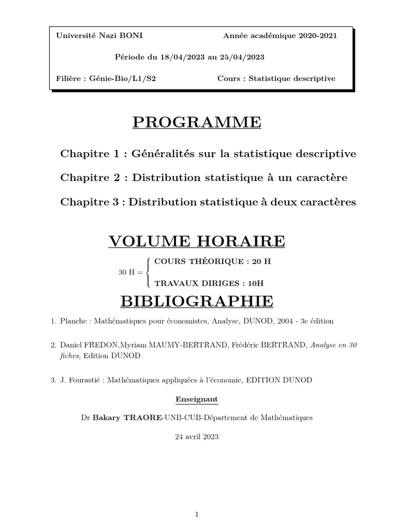 Cours Stat Descriptive GB | PDF