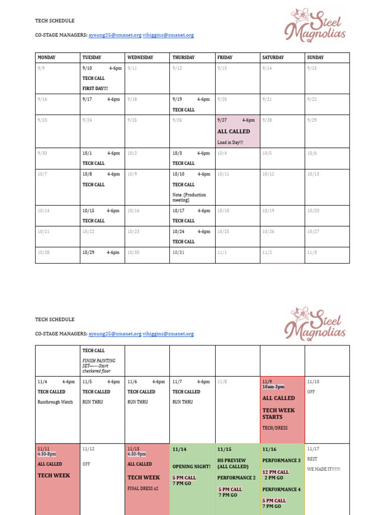 STEEL MAGNOLIA SCHEDULE -1 | PDF