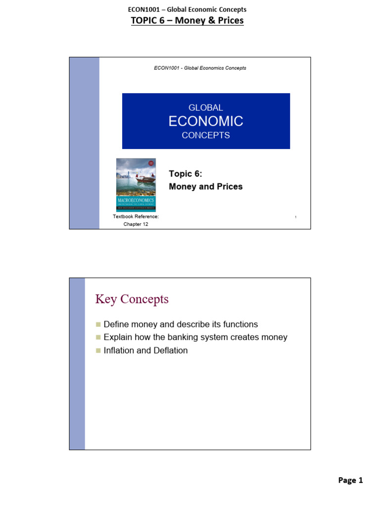 Topic 6 - Money and Prices | PDF