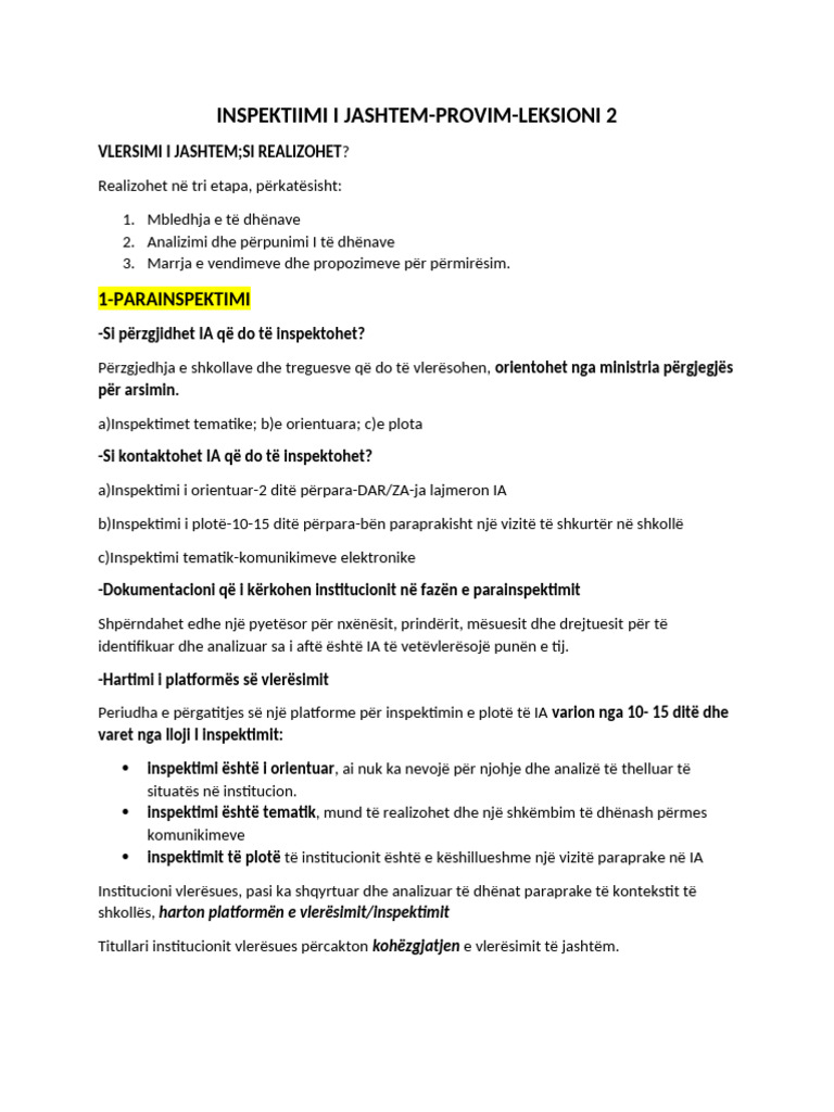 Inspektimi I Jashtem Dhe I Brendshem I Shkolles | PDF
