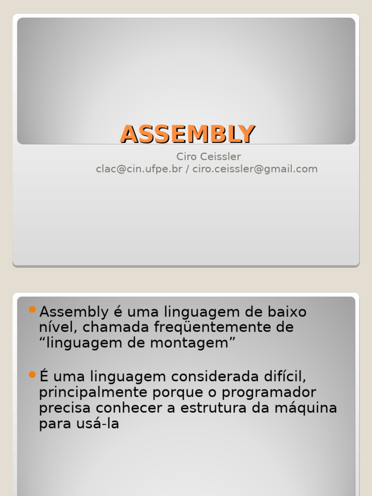 Introdução à Linguagem Assembly | PDF | Computing | Computer Architecture