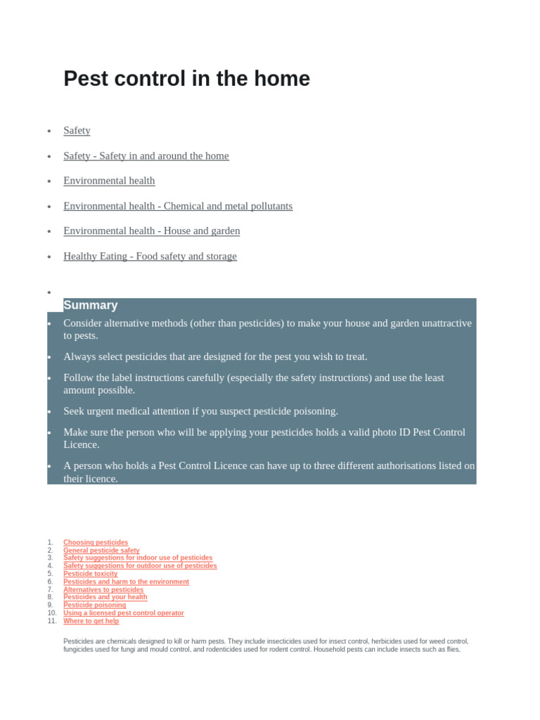 Pest Control in The Home | PDF