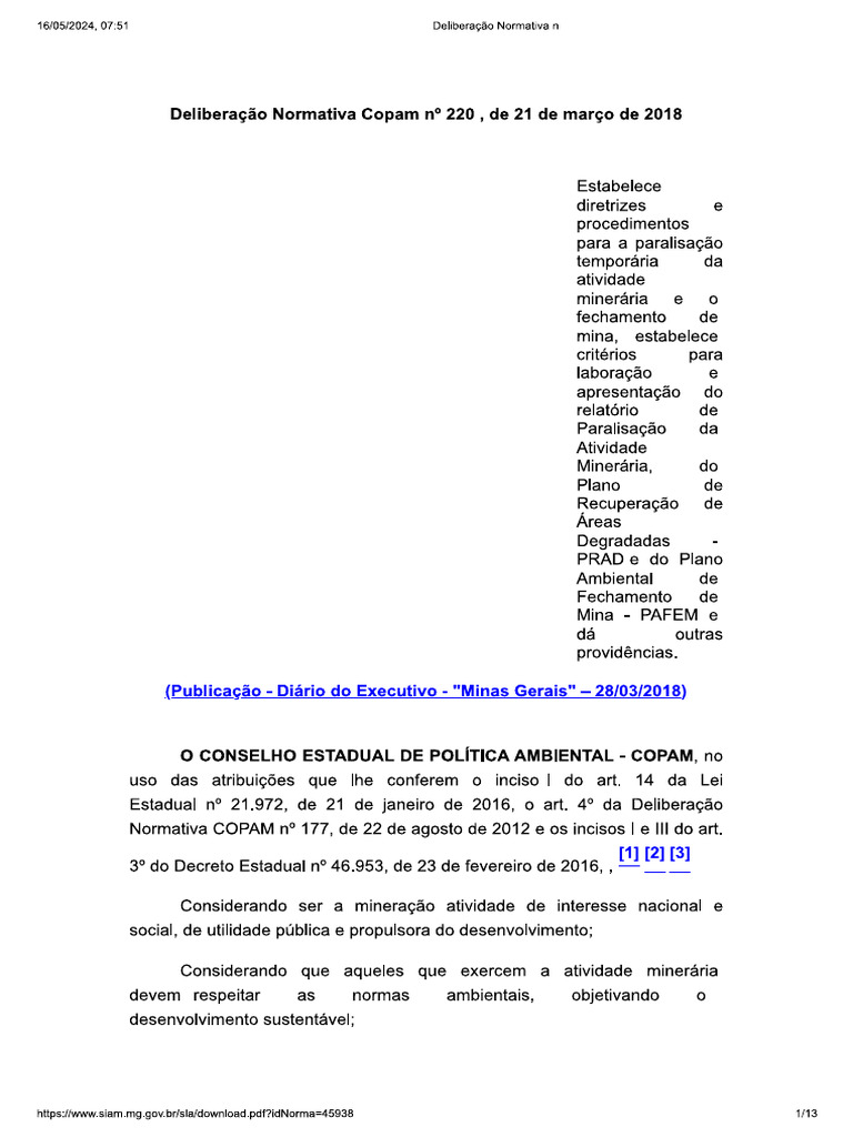 COPAM Nº 220 (2018) | PDF