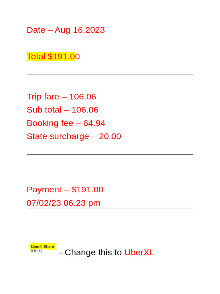 Uber Bill Return | PDF