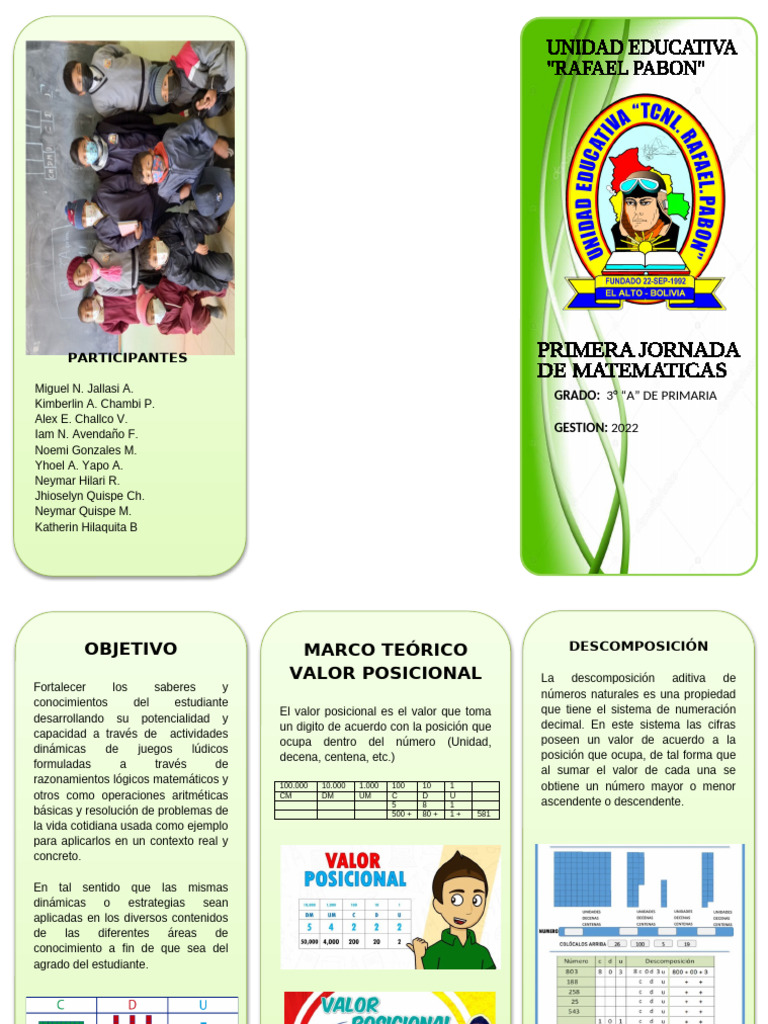 TRIPTICO MATEMATICAS 1° JORNADA | PDF