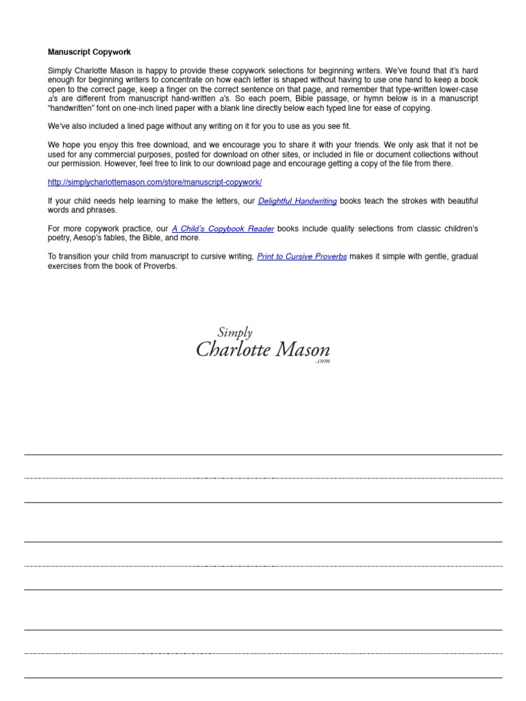 Manuscript Copywork | PDF