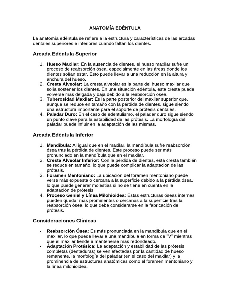 Anatomía Edéntula | PDF