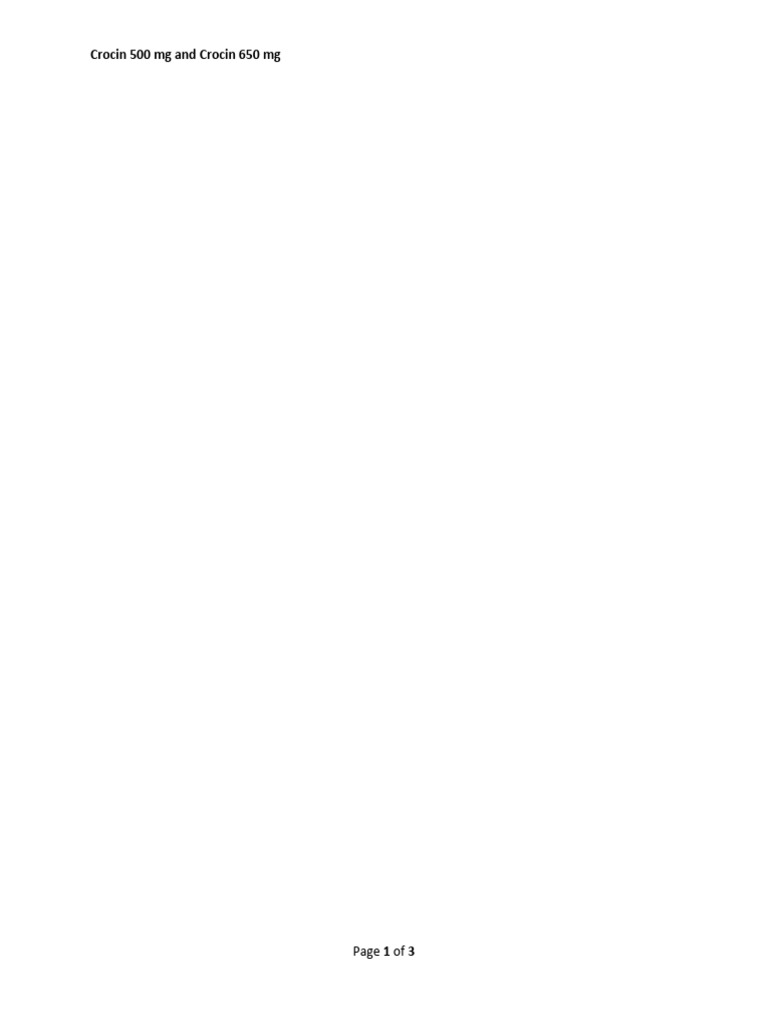 Crocin 650 MG Product Info | PDF