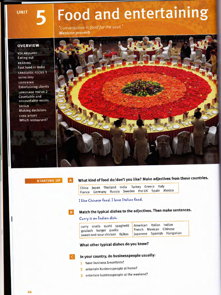 Unit 5 Food and Entertaining English 2 For Business | PDF | Languages ...