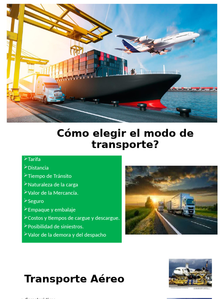 Modos de Transportes - Ventajas y Desventajas | PDF