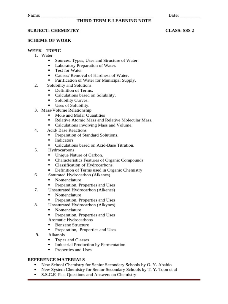 3rd Term s2 Chemistry-1 | PDF