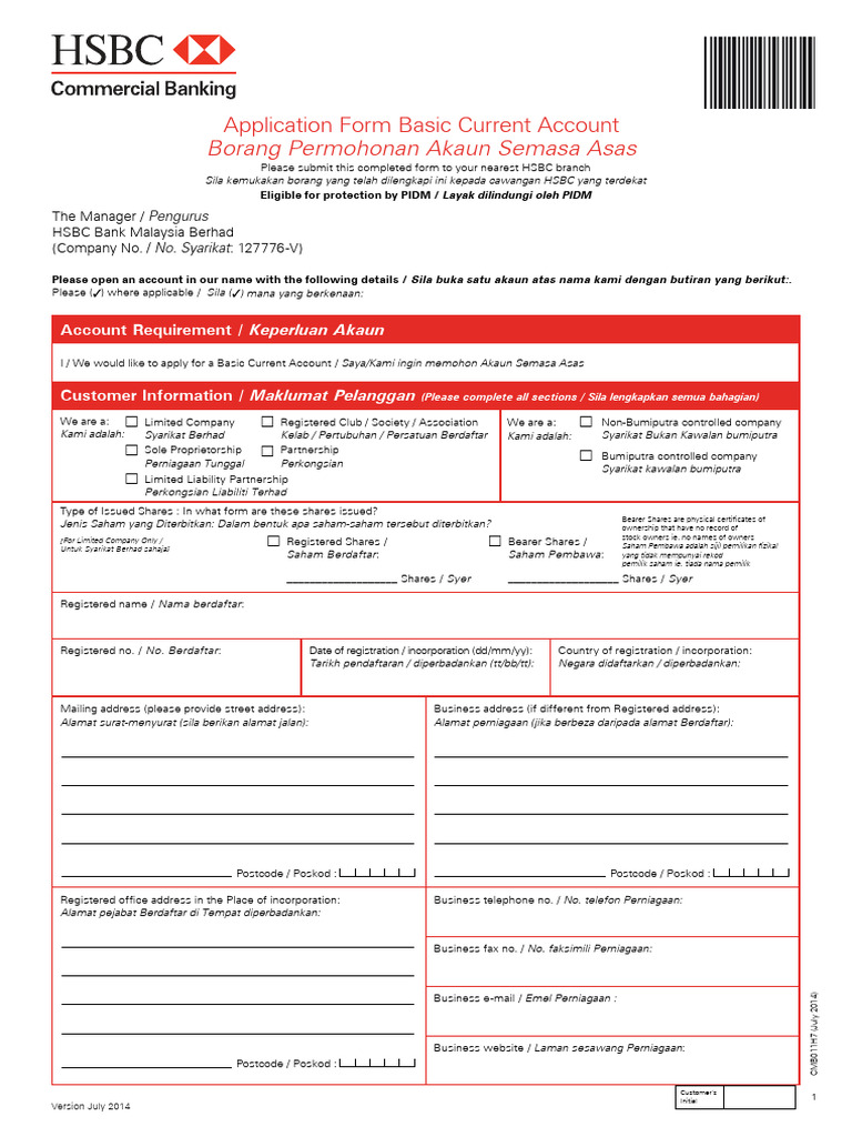 02-Basic Current Account - HSBC Malaysia - HSBC Com | PDF