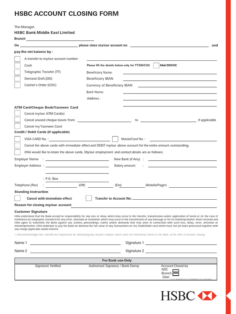 Account Closure Request Form | PDF