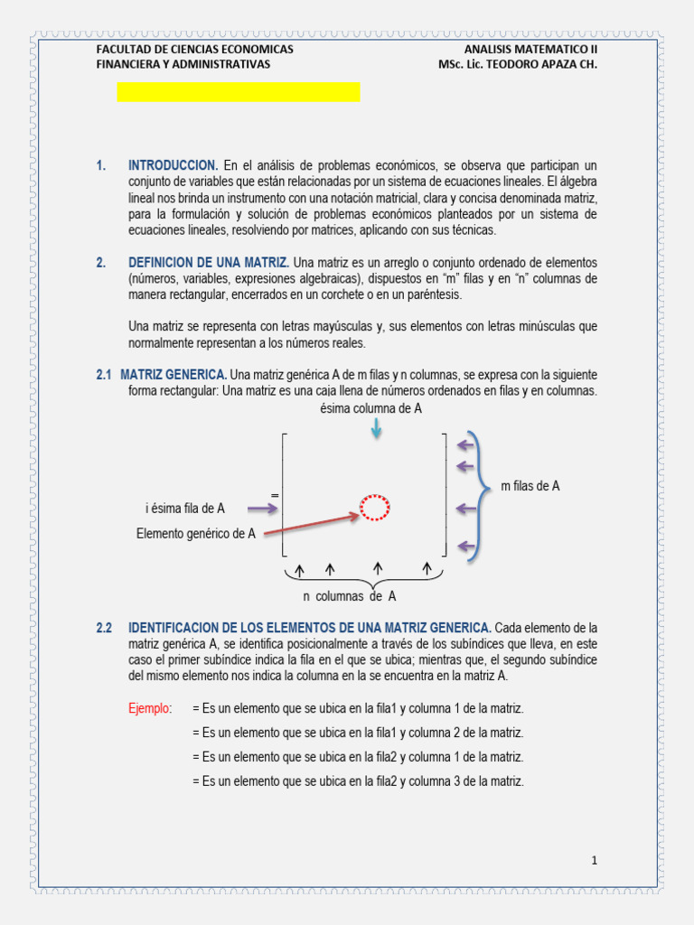 Matrices Primera Parte | PDF