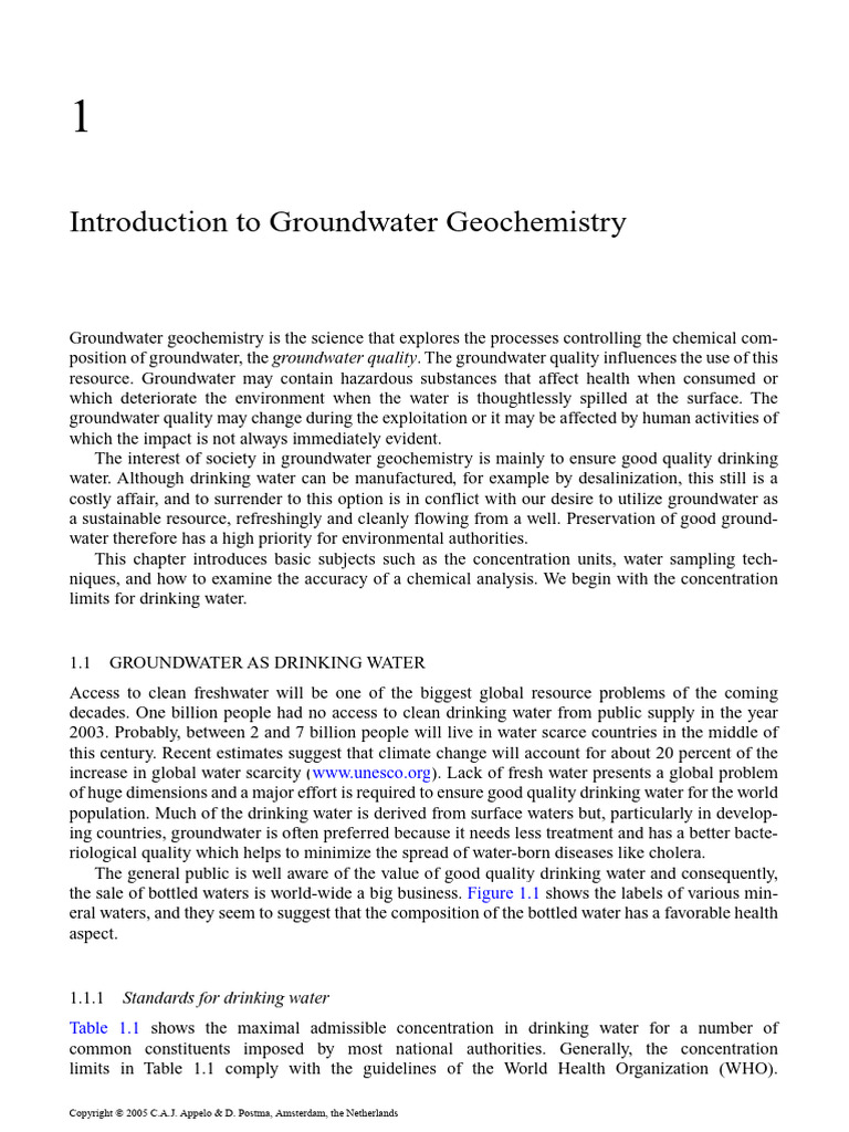 1 Introduction To Groundwater Geochemistry | PDF | Mole (Unit) | Molar Concentration