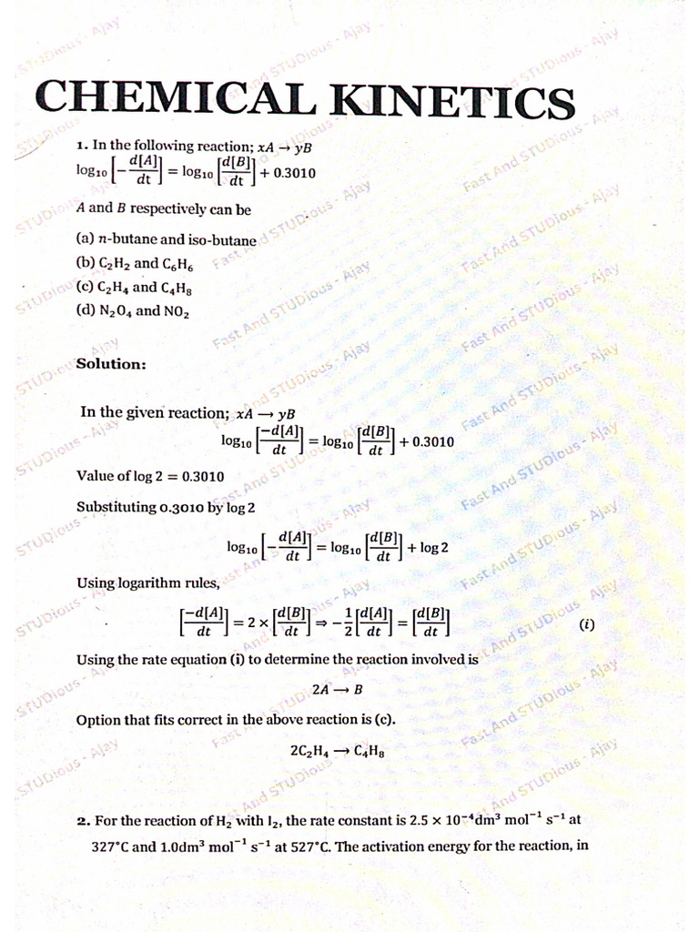 Chemical Kinetics | PDF