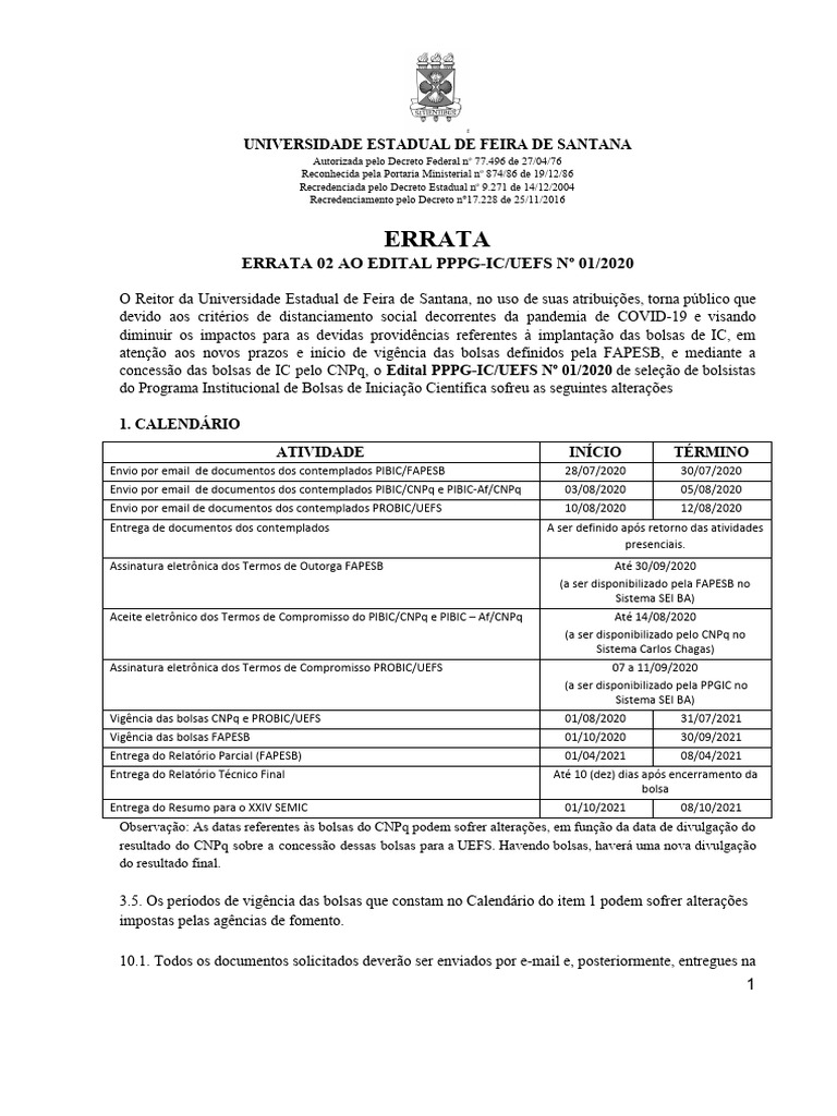 Edital IC ERRATA2 2020 | PDF