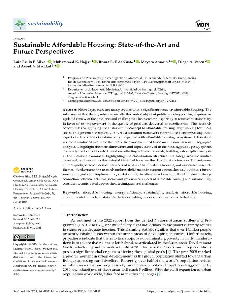 Sustainable Affordable Housing State-Of-The-Art An | PDF