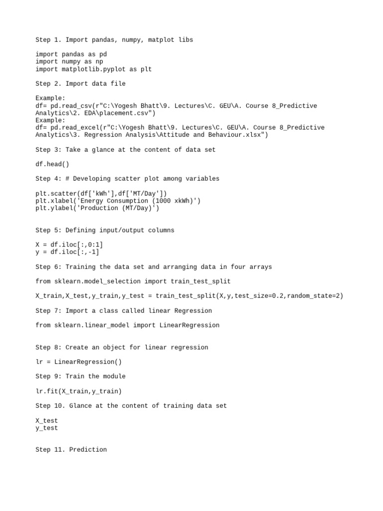 Steps For Simple Regression Analysis | PDF Steps For Simple Regression Analysis | PDF
