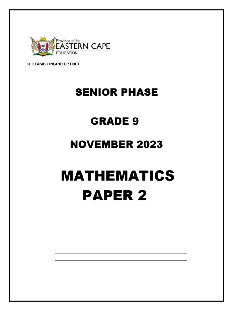 O.R.T.I - November 2023 Mathematics Grade 9 Paper 2 | PDF