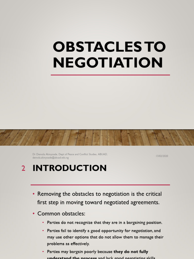 PCS 410 Obstacles To Negotiation | PDF