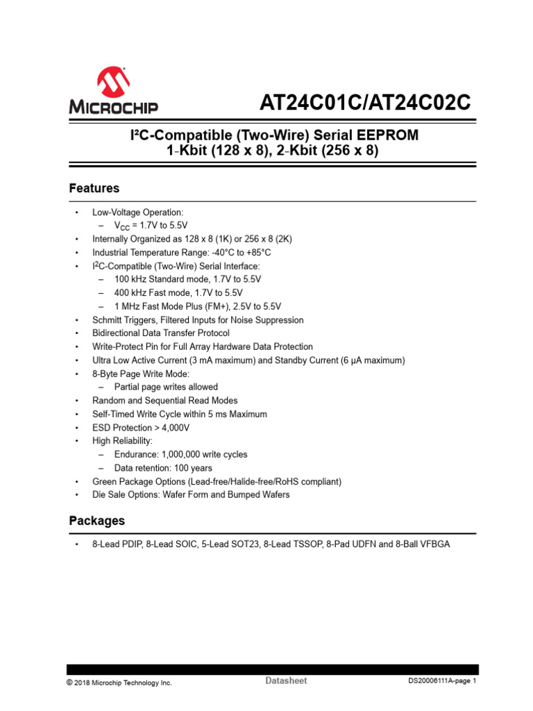 At24c01 Datasheet | PDF