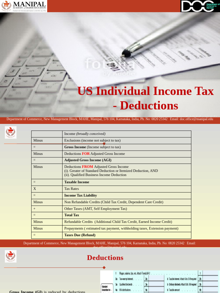 US Individual Income Tax - Deduction | PDF | Tax Deduction | Finance ...