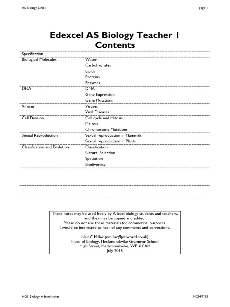 Biology t1 Notes pt1 | PDF