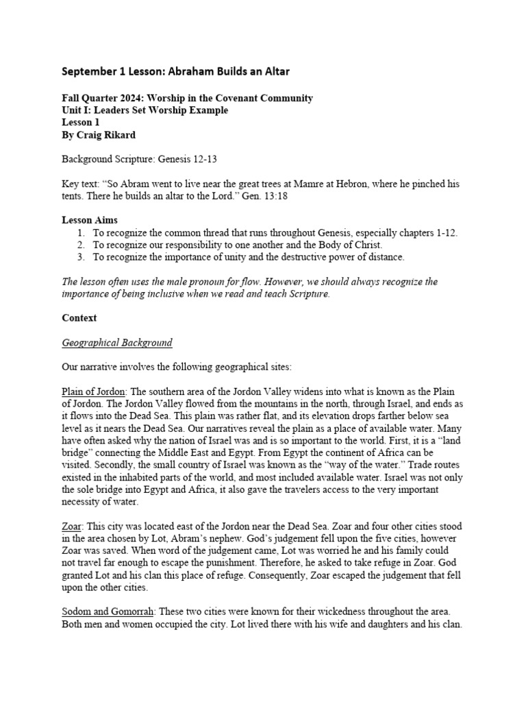 September 1 Sunday School Lesson | PDF | Abraham | Sodom And Gomorrah