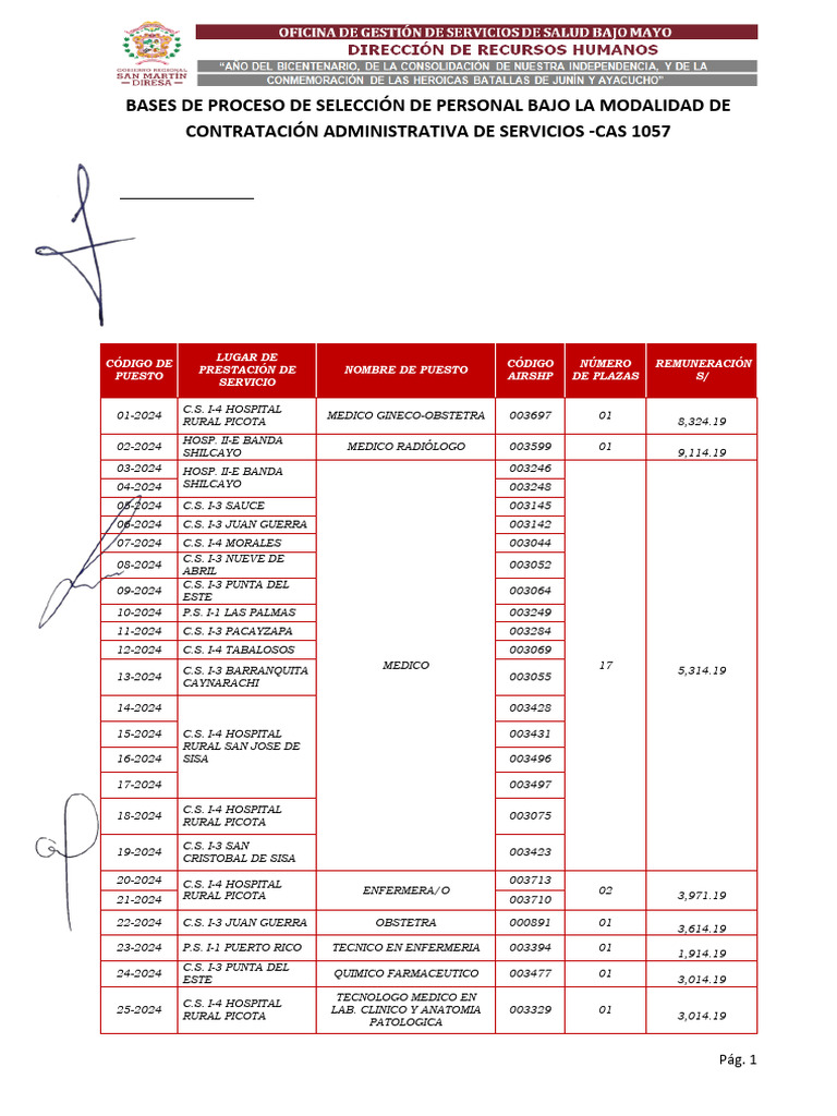 Bases de Conv. NRO 007-2024-DIRESA-OGESS-BM-DG | PDF