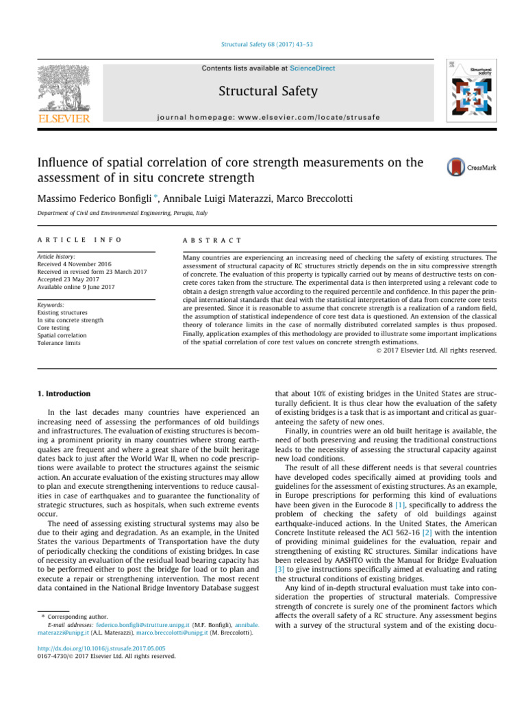 Influence of Spatial Correlation of Core Strength Measurements On The Assessment of in Situ ...